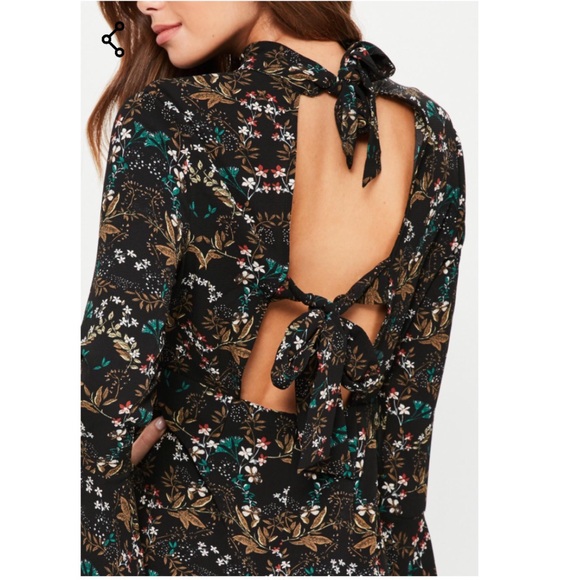 Missguided | Dresses | Missguided Bell Sleeve Backless Mini Dress ...
